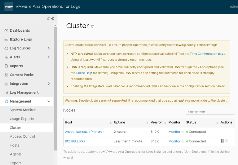 Clustering VMware Aria Operations for Logs - DPC Virtual Tips